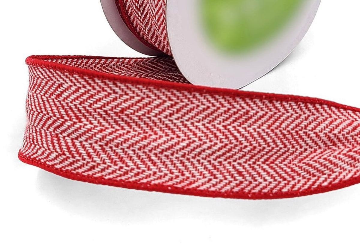 RED AND WHITE HERRINGBONE RIBBON – The Crowded Table Co.