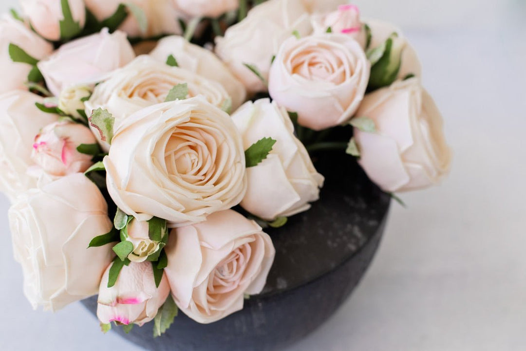 BLUSH REAL TOUCH ROSE - 8" (6 STEMS) - The Crowded Table Co. – The ...